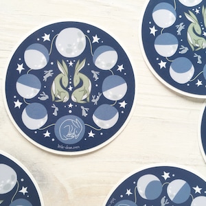 Rabbit Moon Phases Vinyl Sticker, Celestial Bunny Full Moon - Etsy
