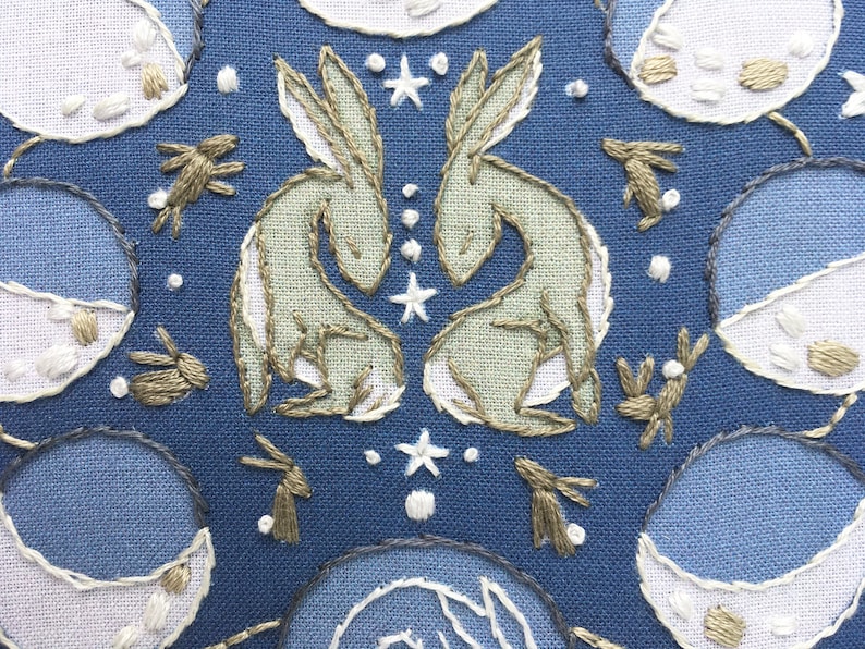 PDF Download Rabbit Moon Phases Lunar Hand Embroidery Pattern, Beginner ...