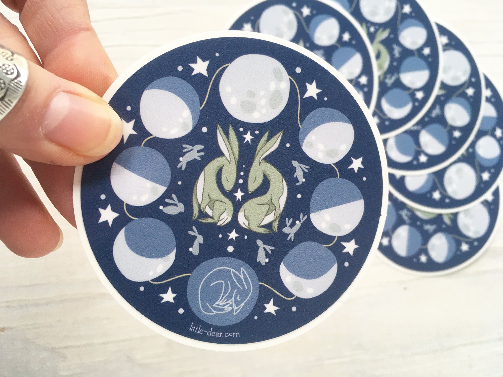 Rabbit Moon Phases Vinyl Sticker Celestial Bunny Full Moon - Etsy