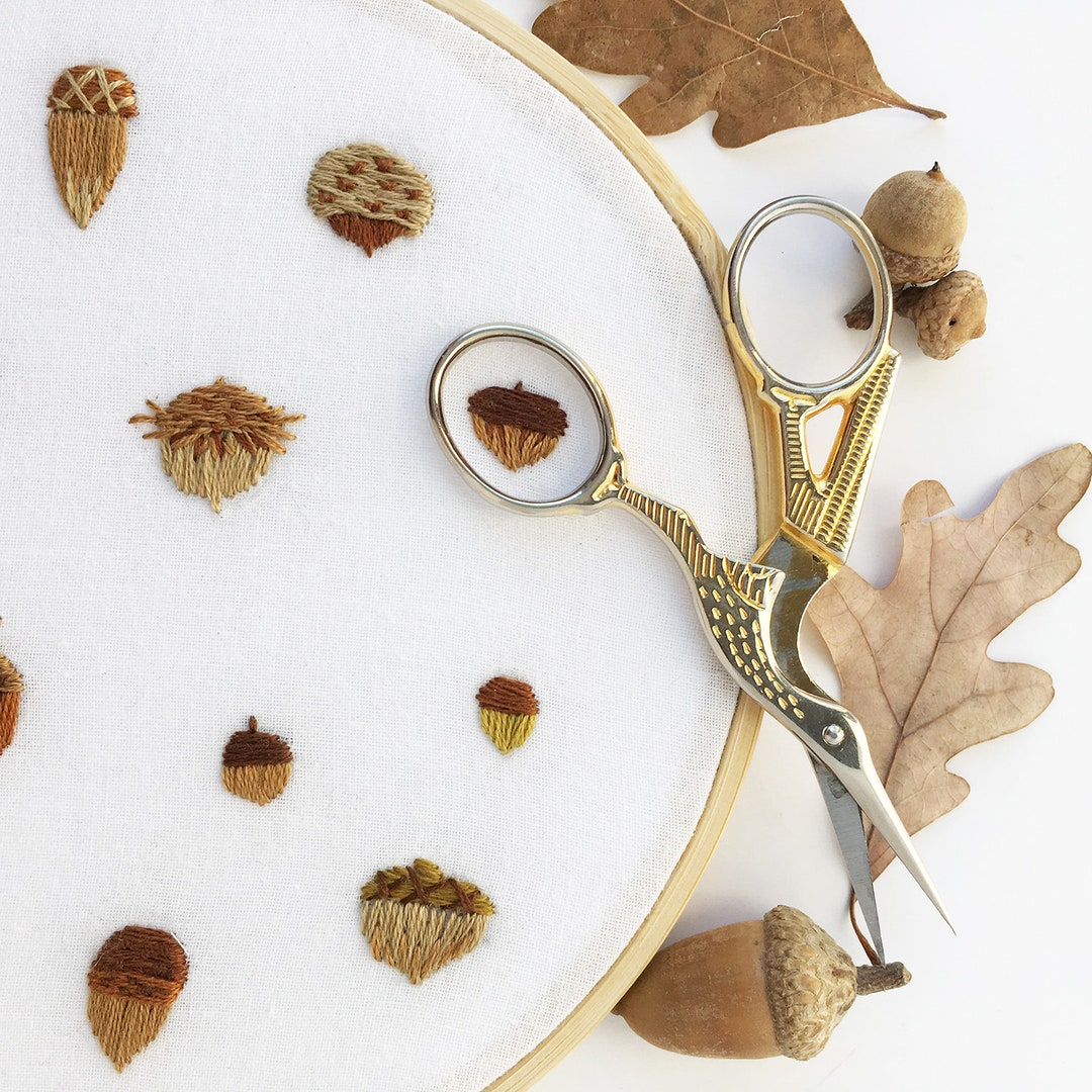 Tiny Acorns Hand Embroidery Pattern PDF Download, Woodland Embroidery ...