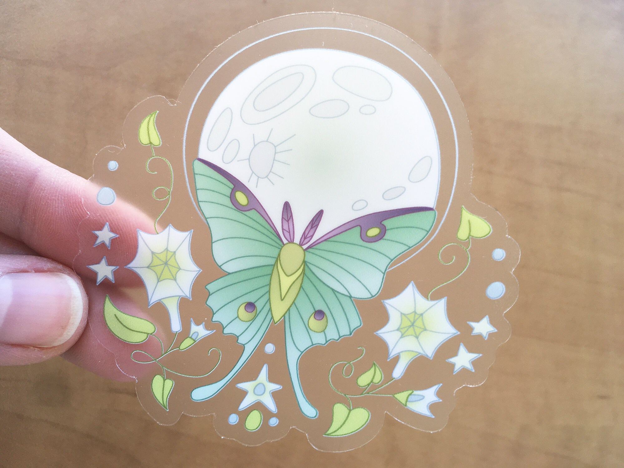Clear Luna Moth Full Moon Transparent Vinyl Sticker Celestial - Etsy
