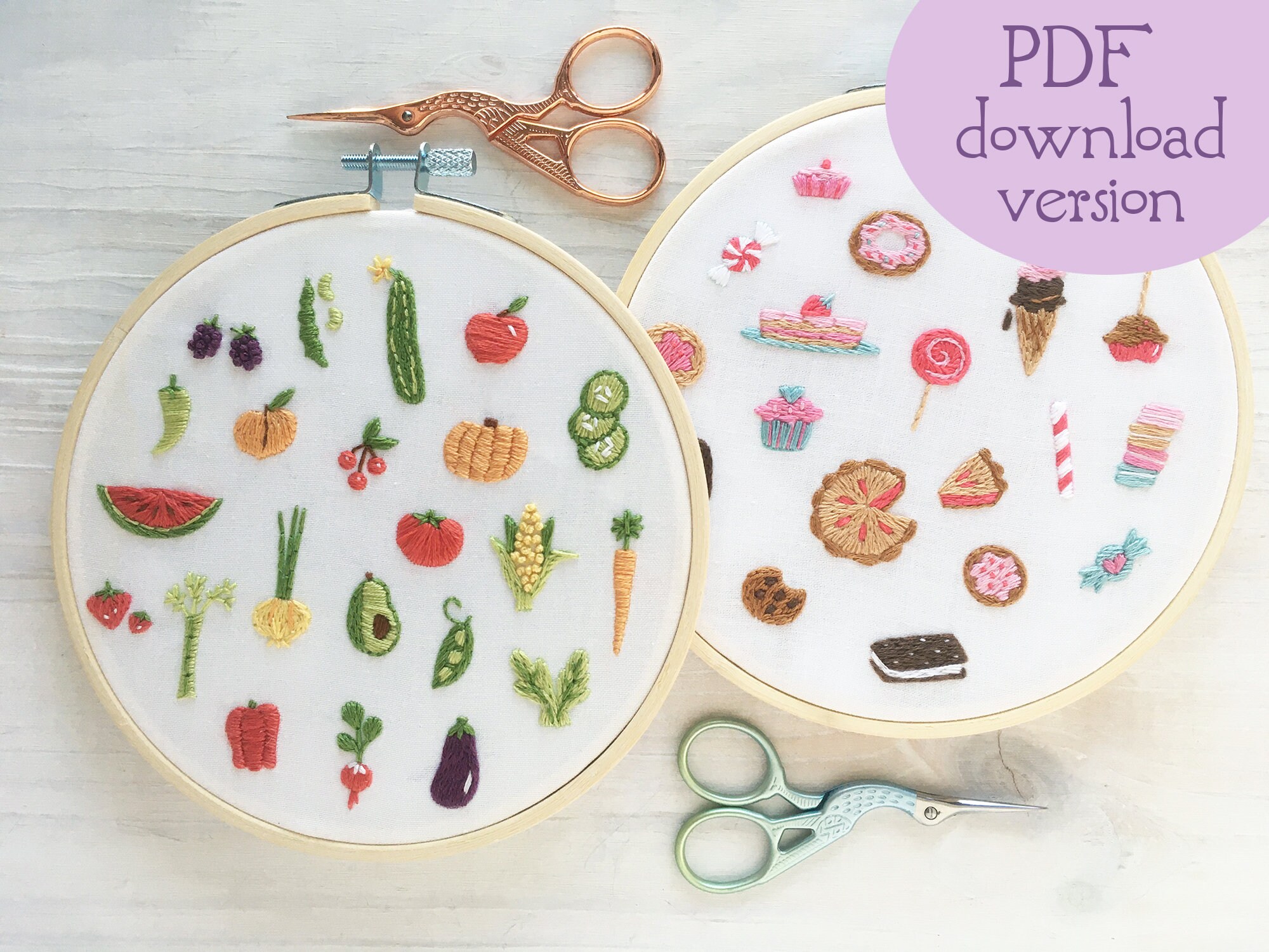 Tiny Sweets and Veggies Hand Embroidery 2 Pattern PDF - Etsy Australia