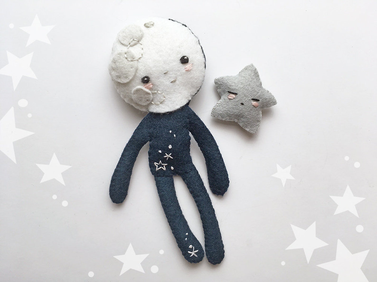 Celestial Plush Sewing Pattern for Felt Doll Moon Child and Starbaby ...