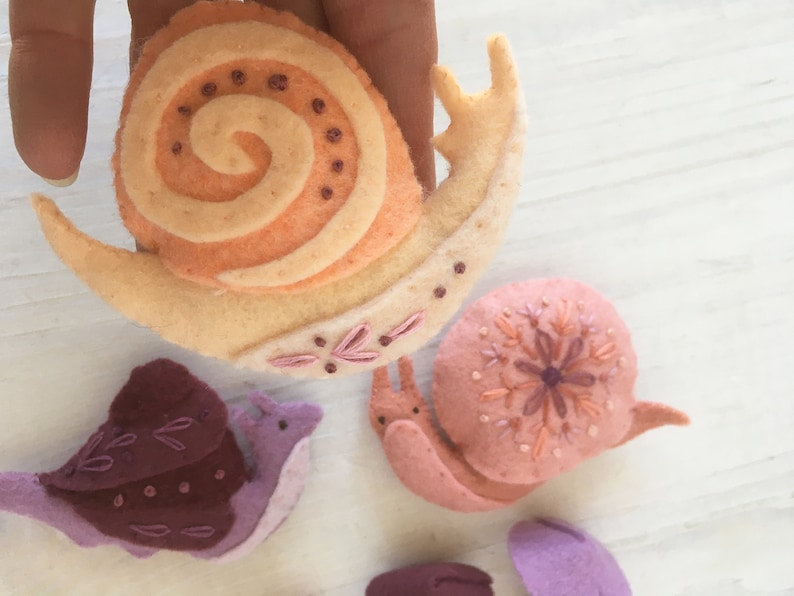 Felt Snails and Mini Mushrooms PDF Pattern Download, SVG File, Plush ...