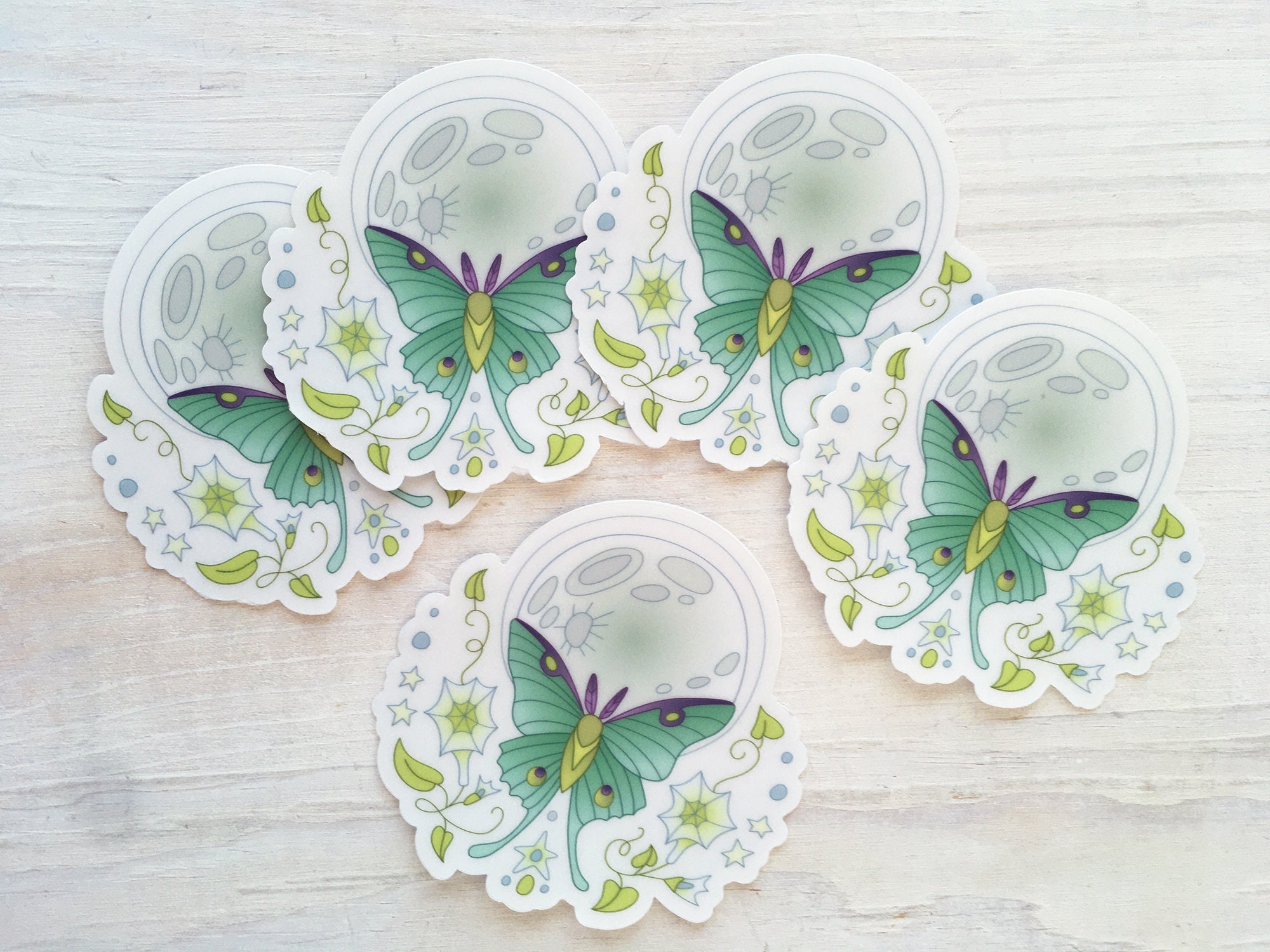 Clear Luna Moth Full Moon Transparent Vinyl Sticker Celestial - Etsy