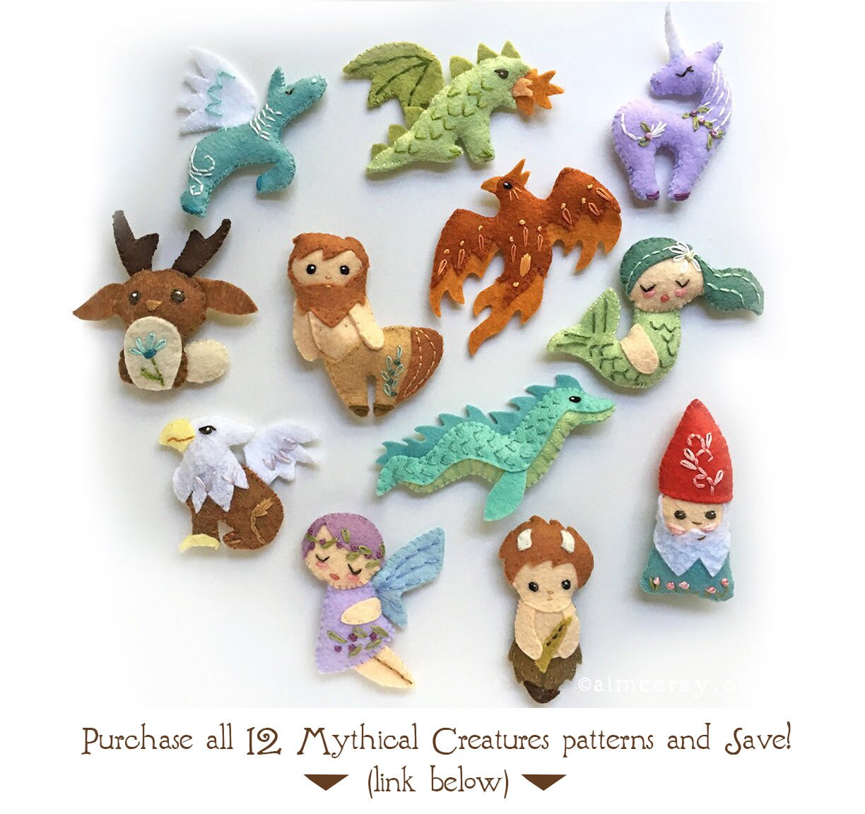 Mythical Creatures Set 2 Plush Pattern PDF, SVG Download for Felt ...