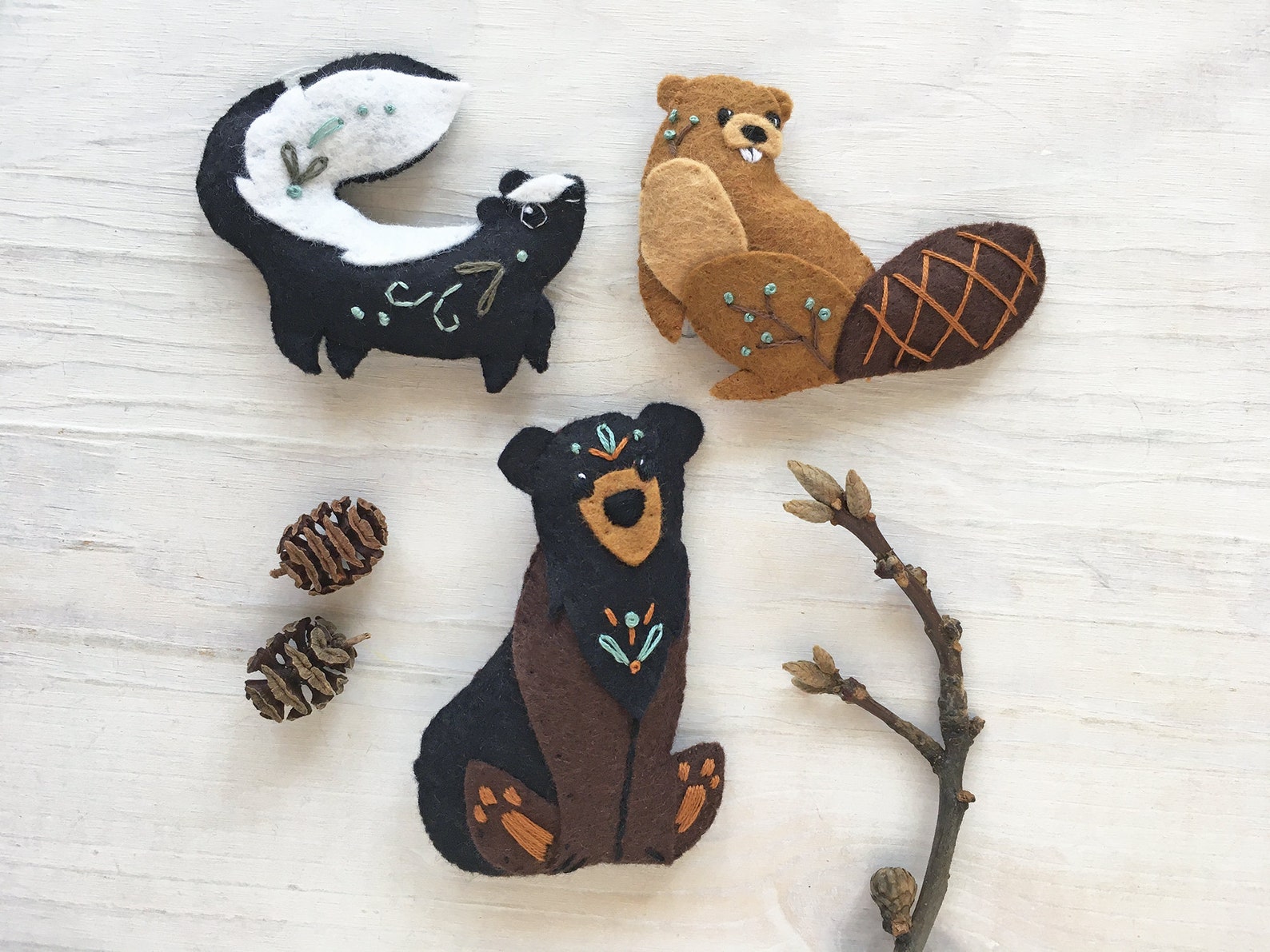 Bear, Skunk, Beaver Felt Animals Sewing Pattern PDF for Plush Woodland ...