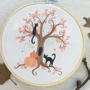 PDF Download Halloween Tree Hand Embroidery Pattern, Halloween DIY ...