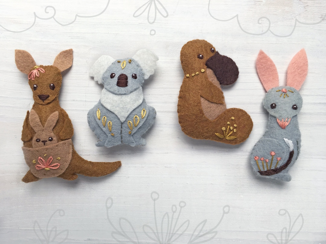 Australian Felt Animals Plush Sewing Pattern Digital Download, Kangaroo ...