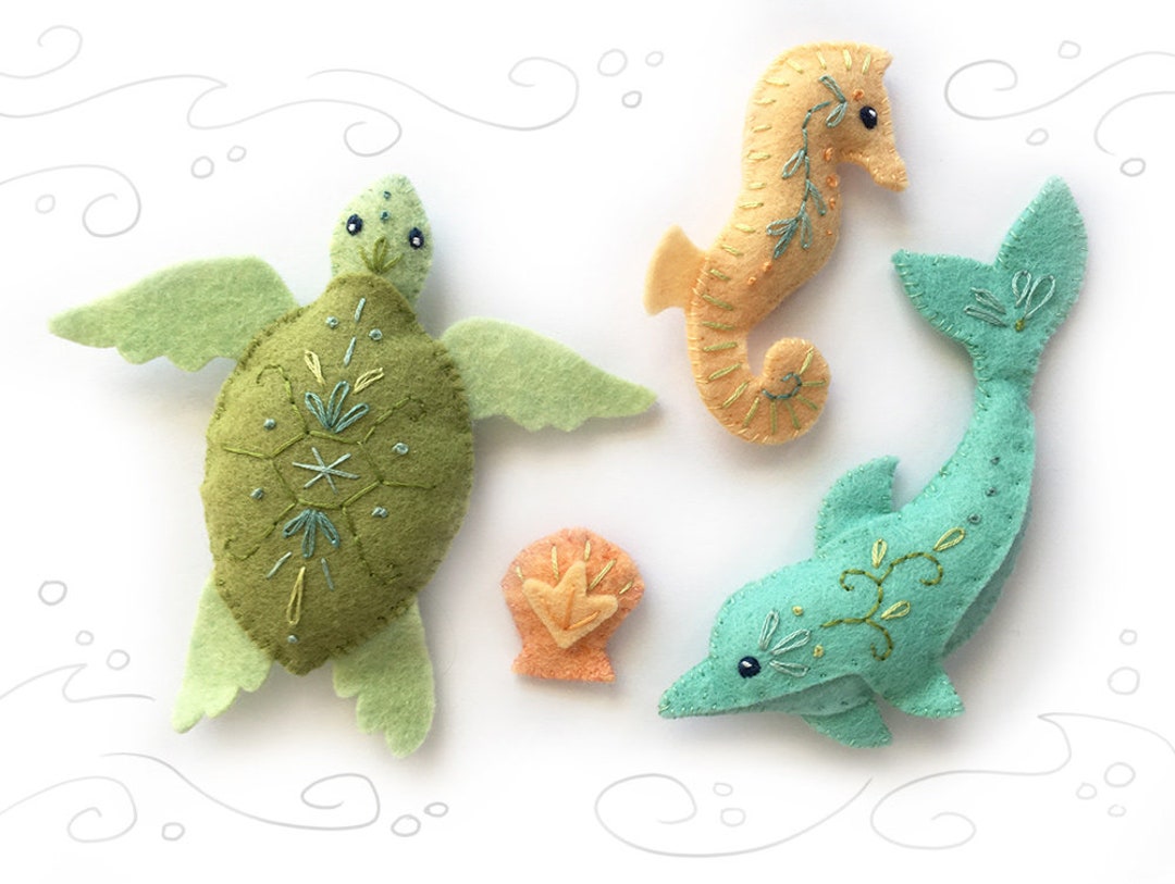 Sea Creatures Set 2 Felt Animals Sewing Pattern, PDF Download, SVG ...