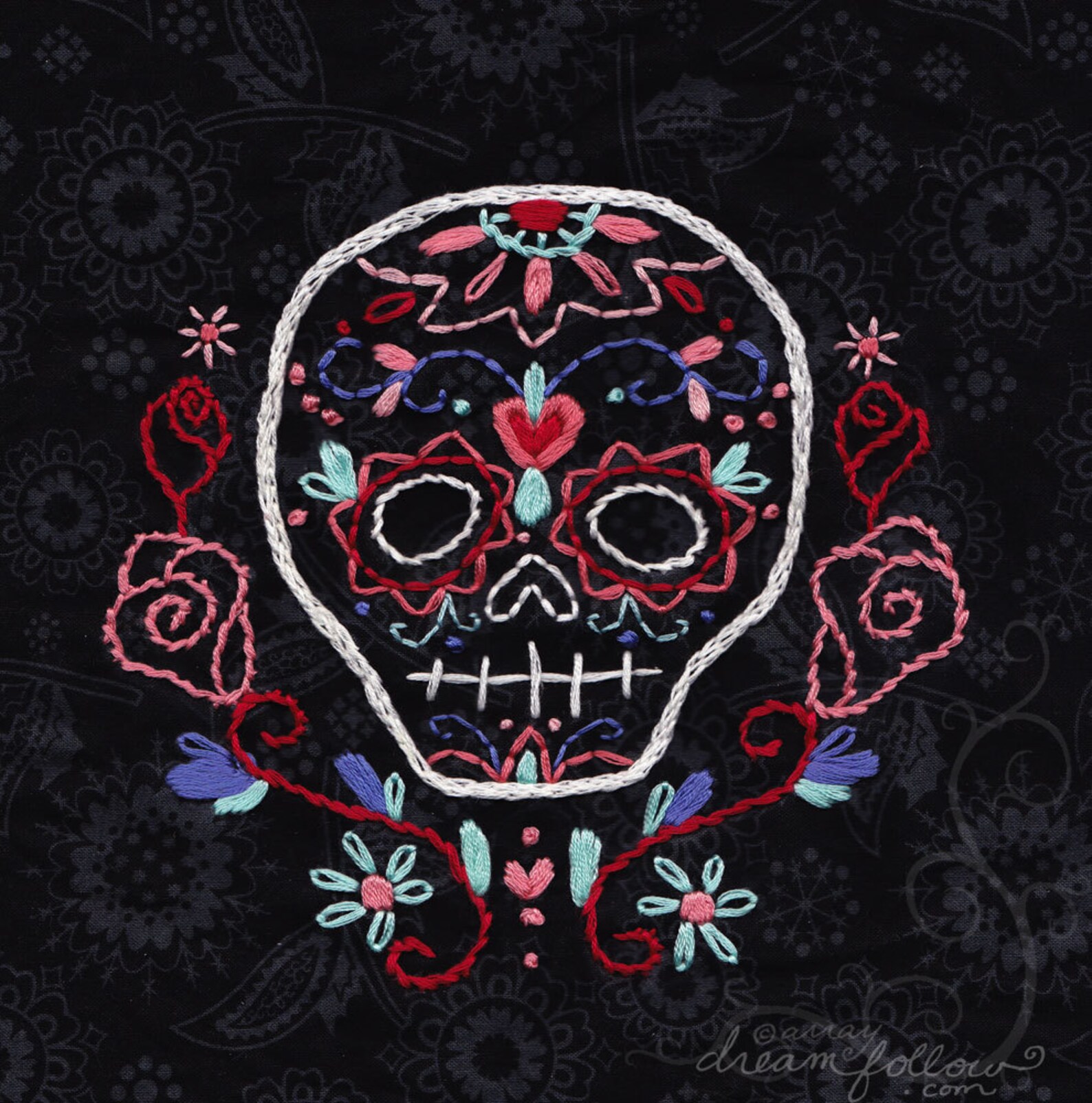 Calavera Sugar Skull Hand Embroidery Pattern PDF Download | Etsy