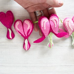 Bleeding Hearts Garland, Felt Flowers Sewing Pattern PDF Download, Felt ...