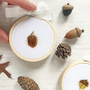 Tiny Acorns Hand Embroidery Pattern PDF Download, Woodland Embroidery ...