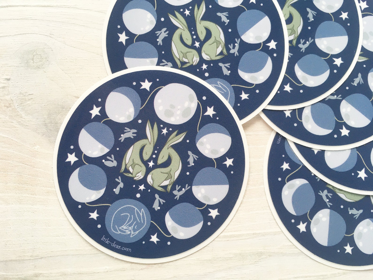 Rabbit Moon Phases Vinyl Sticker Celestial Bunny Full Moon - Etsy