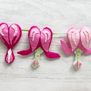 Bleeding Hearts Garland, Felt Flowers Sewing Pattern PDF Download, Felt ...