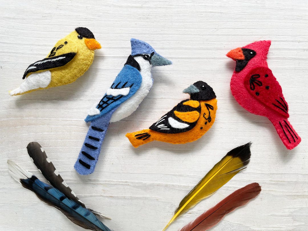 Felt Colorful Birds PDF Pattern Download, SVG File, Cardinal, Blue Jay ...