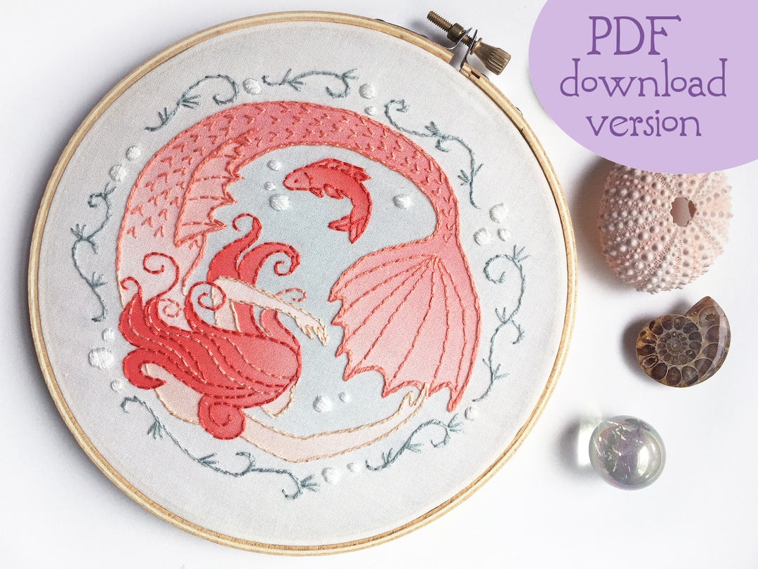 PDF Download Mermaid Beginner Hand Embroidery Pattern Perfect - Etsy