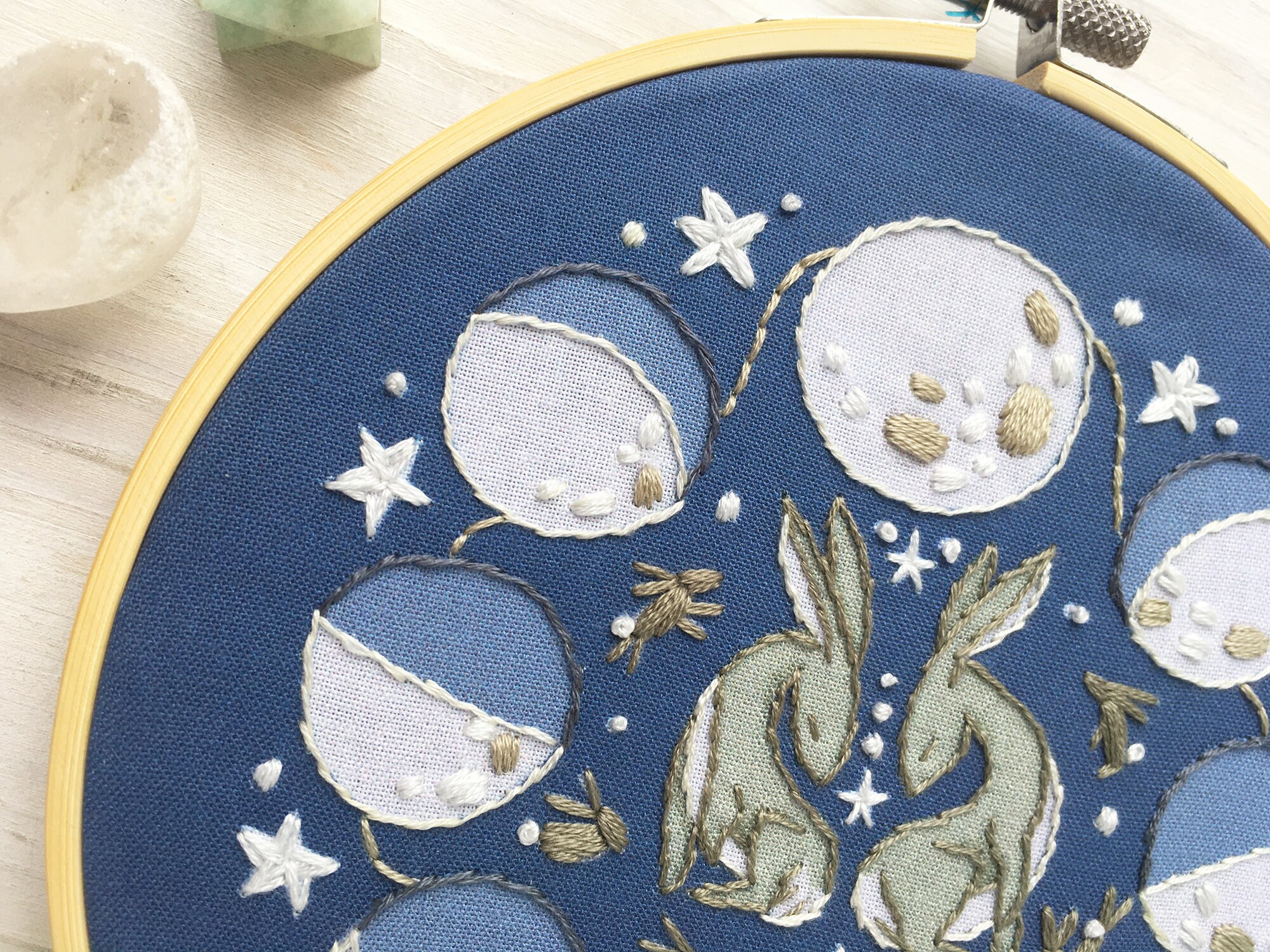 PDF Download Rabbit Moon Phases Lunar Hand Embroidery Pattern, Beginner ...