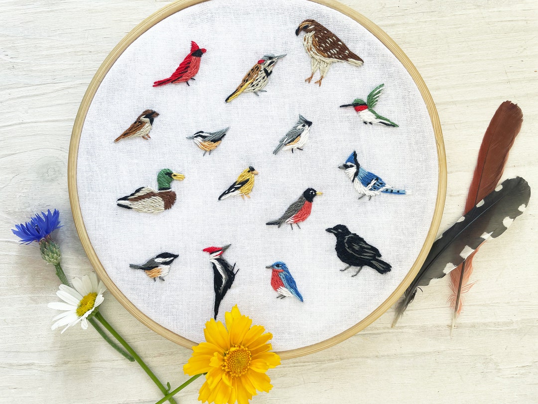 Tiny Birds Collection Hand Embroidery Pattern PDF Download, Mini ...