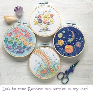 PDF Pattern Planets and Stars Hand Embroidery Design, Cosmic Rainbow ...