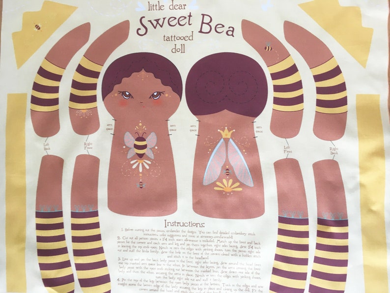 DIY Cut and Sew Sweet Bea Doll With Embroidery, Cloth Doll, Embroidery ...