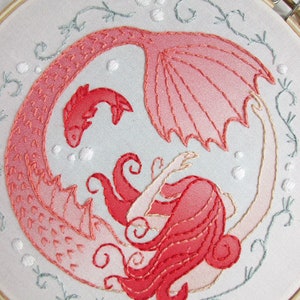 Mermaid Beginner Hand Embroidery Kit With Color Printed Fabric, Perfect ...