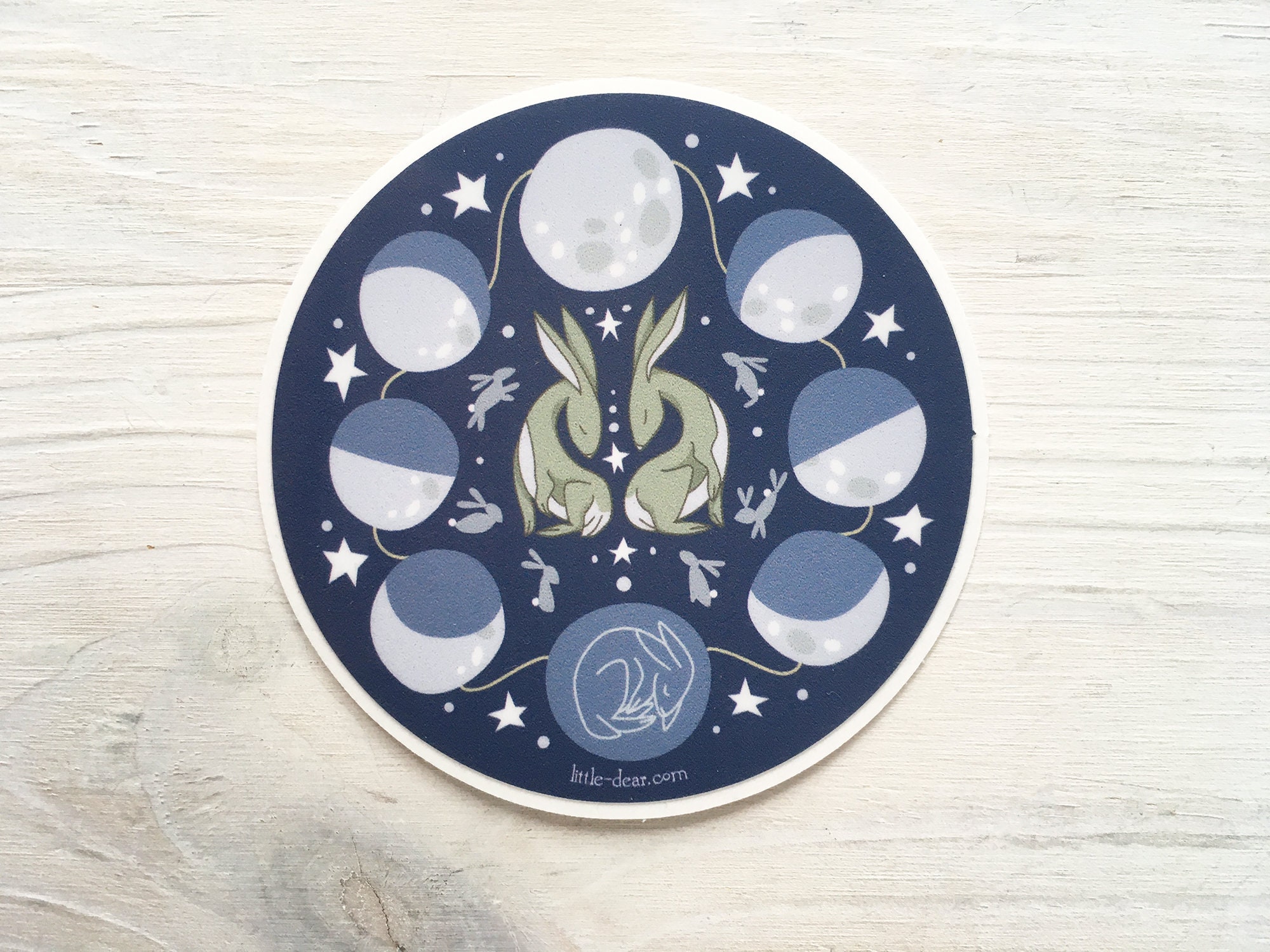 Rabbit Moon Phases Vinyl Sticker Celestial Bunny Full Moon - Etsy