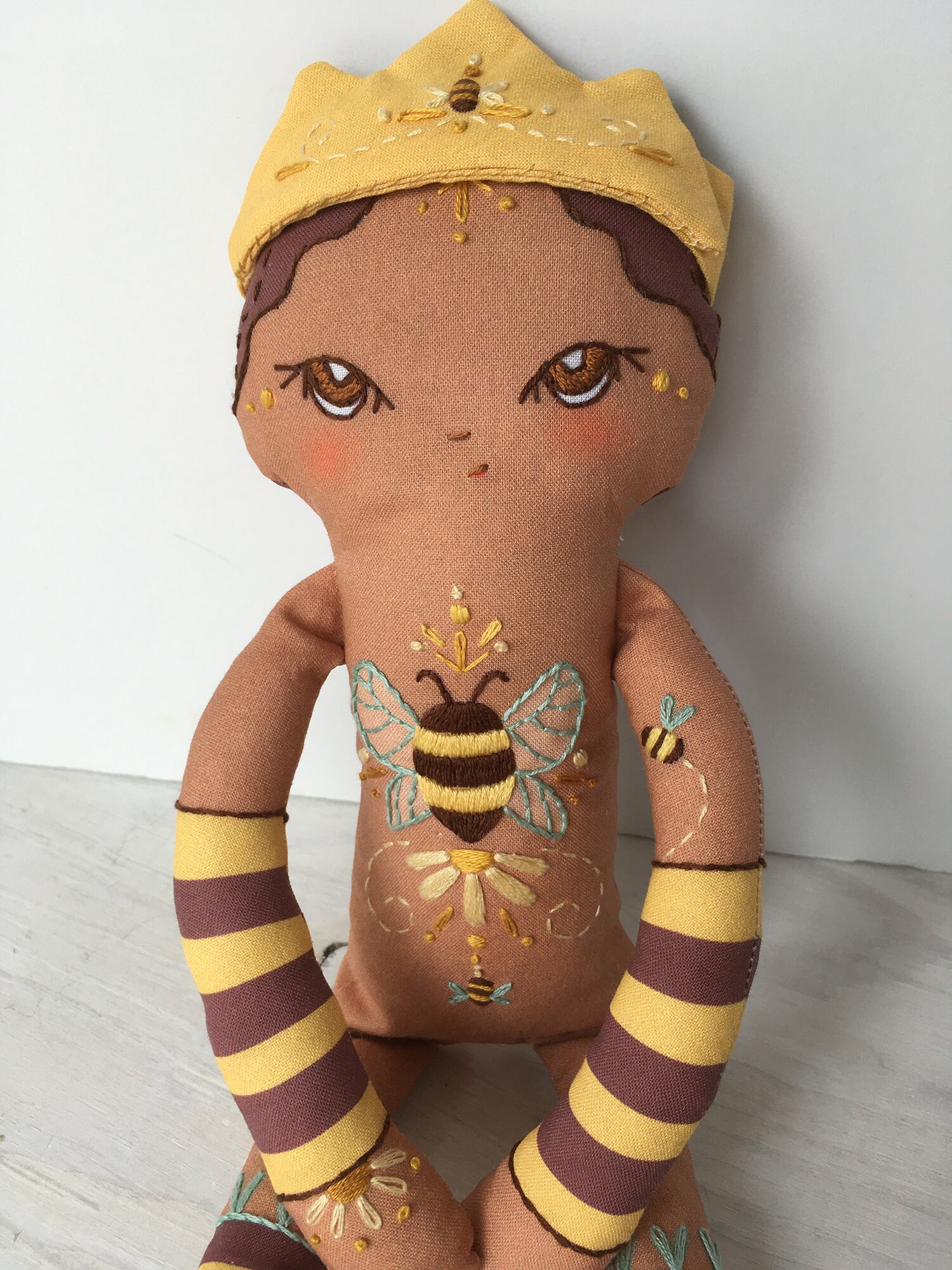 DIY Cut and Sew Sweet Bea Doll With Embroidery, Cloth Doll, Embroidery ...
