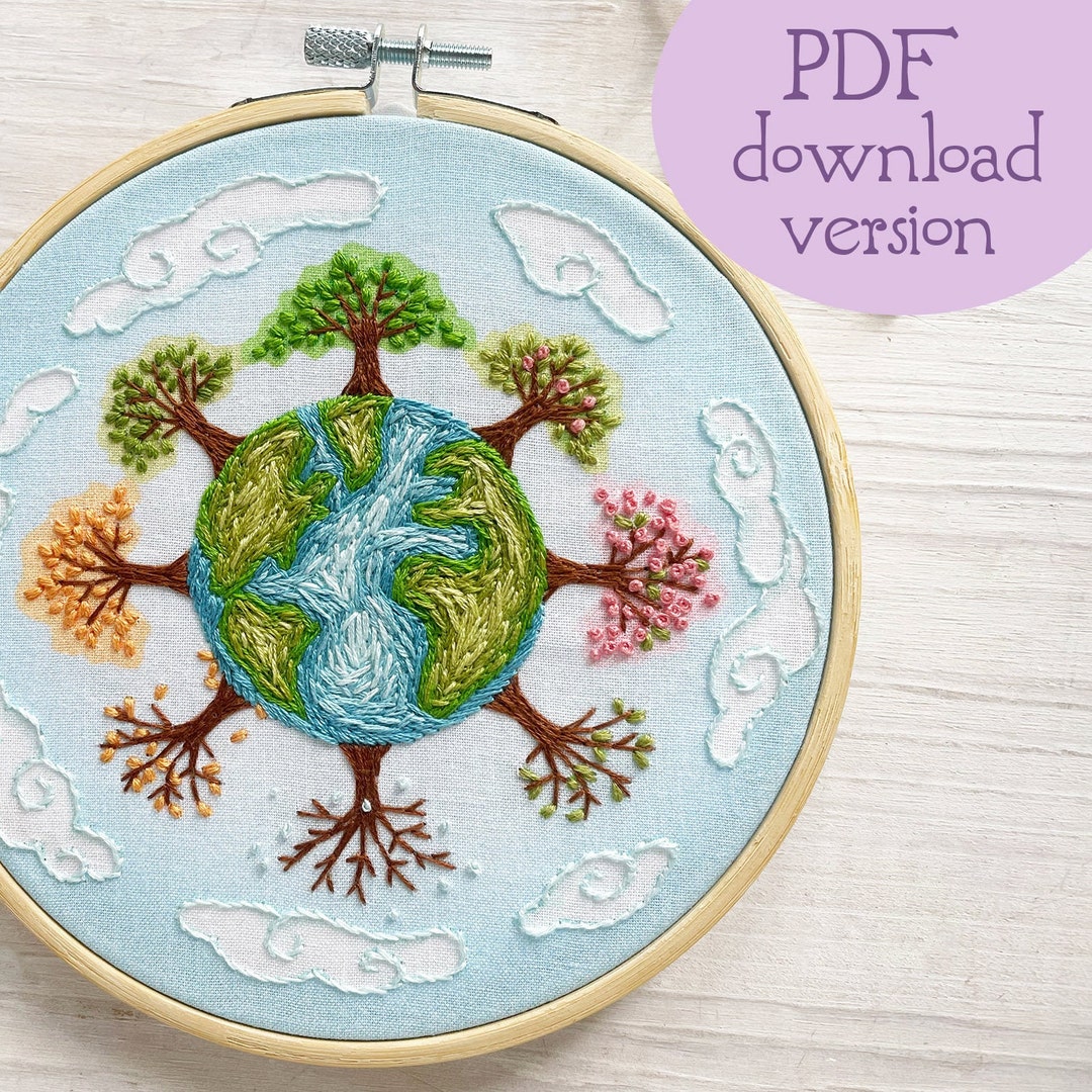 PDF Download 4 Seasons Earth Hand Embroidery Pattern, Trees - Etsy