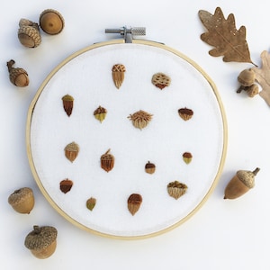 Tiny Acorns Hand Embroidery Pattern PDF Download, Woodland Embroidery ...