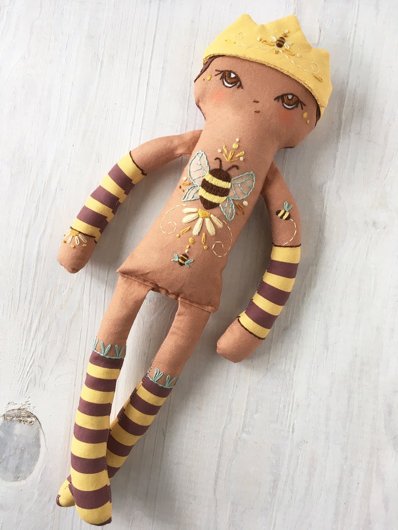 DIY Cut and Sew Sweet Bea Doll With Embroidery, Cloth Doll, Embroidery ...