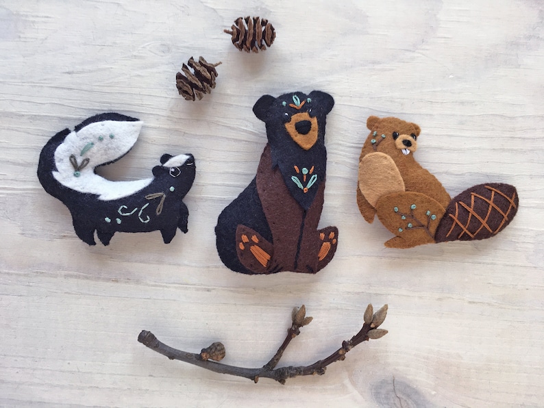 Bear Skunk Beaver Felt Animals Sewing Pattern PDF for Plush | Etsy
