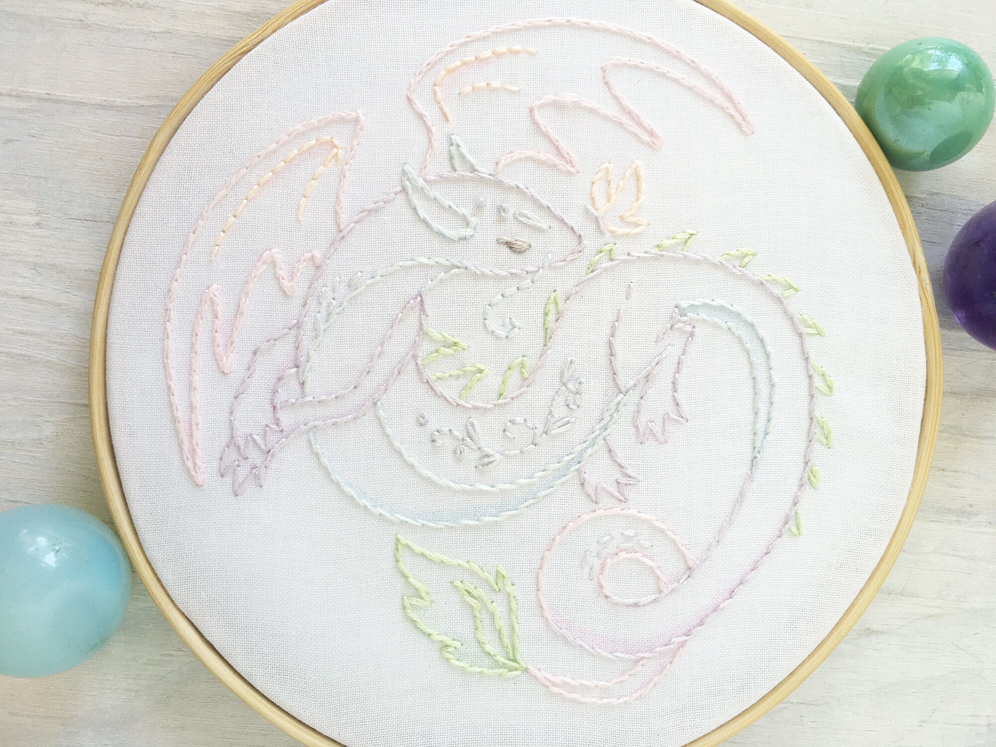 Pastel Dragon Hand Embroidery Sampler, Beginner DIY Fantasy Hoop Art - Etsy