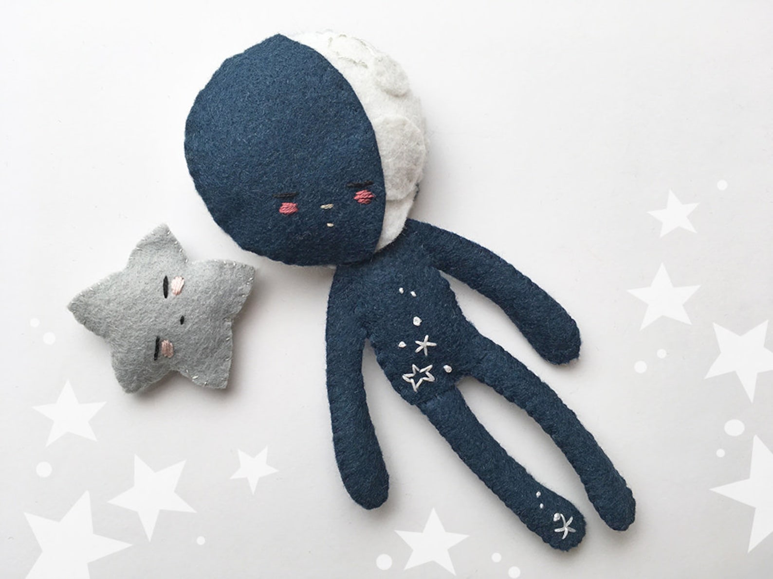 Celestial Plush Sewing Pattern for Felt Doll Moon Child and Starbaby ...