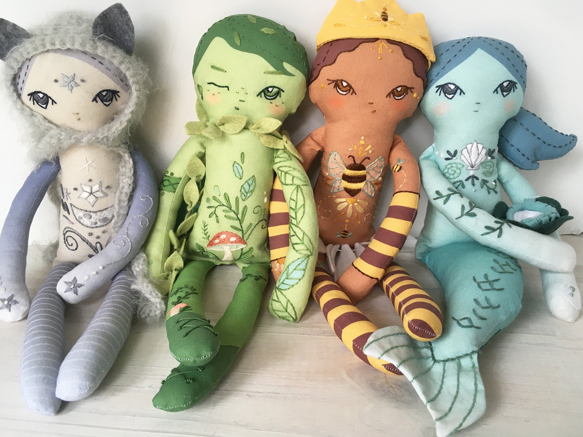 DIY Cut and Sew Sweet Bea Doll With Embroidery, Cloth Doll, Embroidery ...