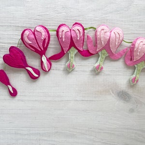 Bleeding Hearts Garland, Felt Flowers Sewing Pattern PDF Download, Felt ...