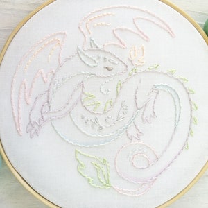 PDF Download Pastel Dragon Hand Embroidery Pattern, Fantasy Hoop Art - Etsy