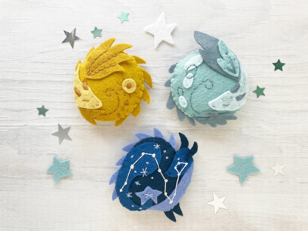 Felt Celestial Dragons PDF Pattern Download, SVG File, Mini Plush ...