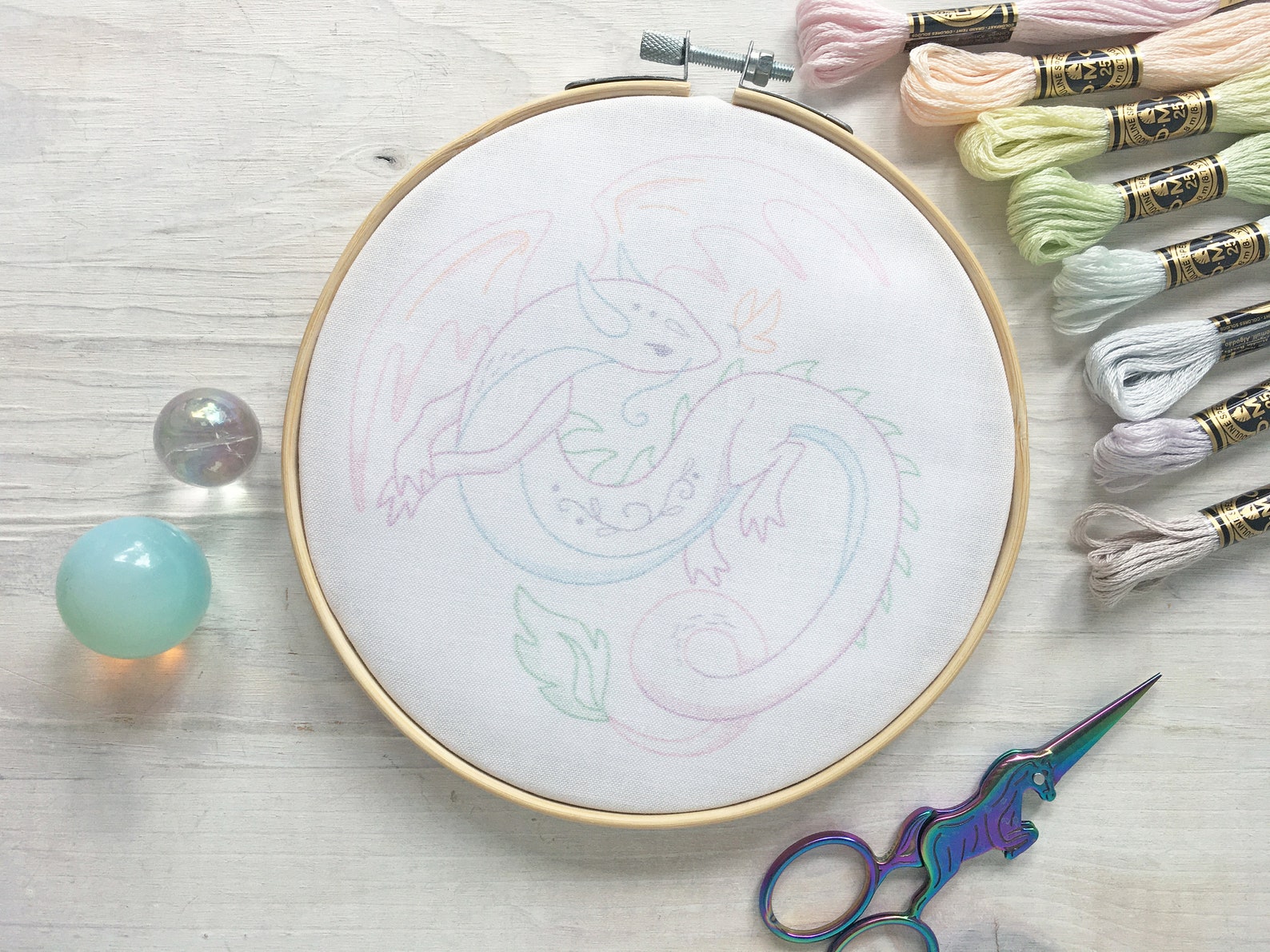 Pastel Dragon Hand Embroidery Sampler, Beginner DIY Fantasy Hoop Art - Etsy