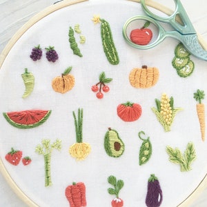 Tiny Fruits and Veggies Hand Embroidery Pattern PDF Download ...