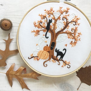 PDF Download Halloween Tree Hand Embroidery Pattern, Halloween DIY ...