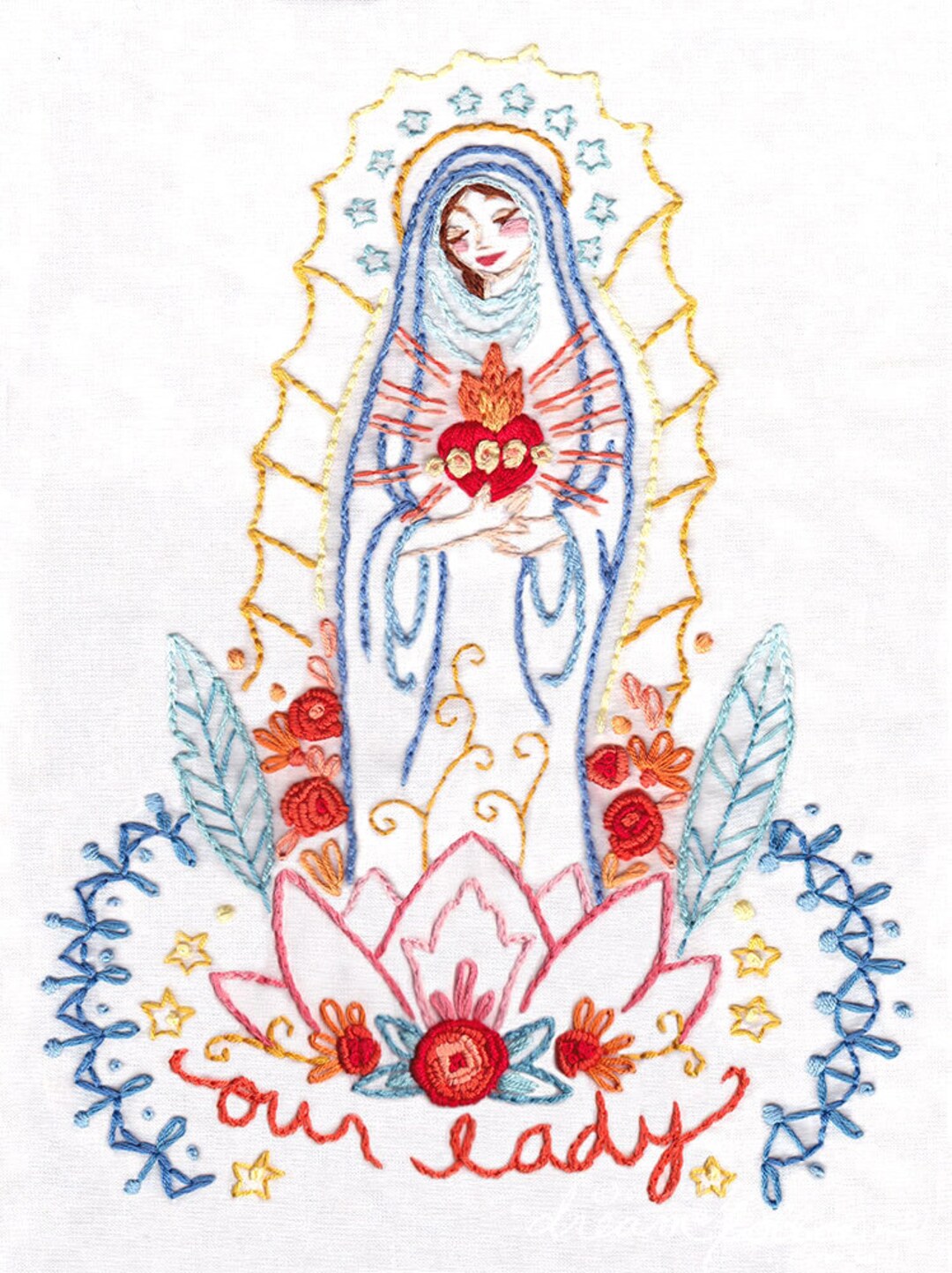 Our Lady Hand Embroidery Pattern, PDF Download, Embroidery Art - Etsy