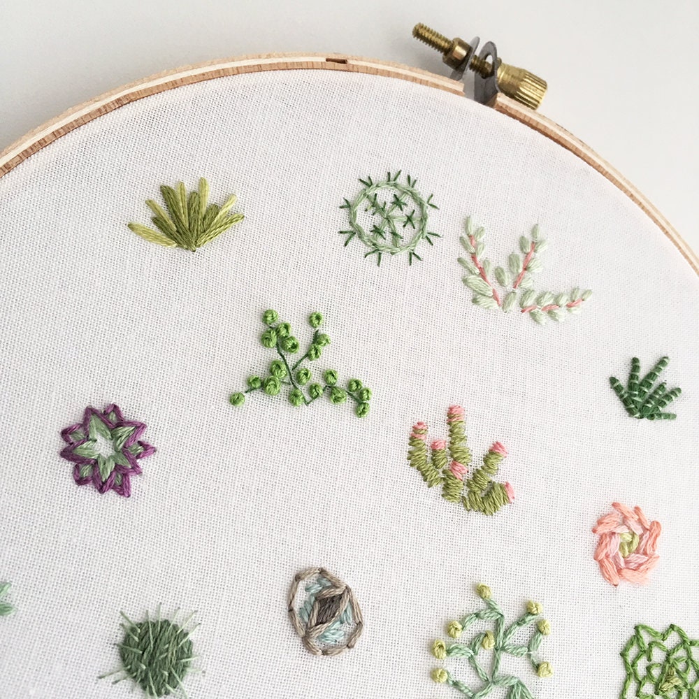 Tiny Succulents Hand Embroidery Pattern PDF Download, Embroidery Hoop ...