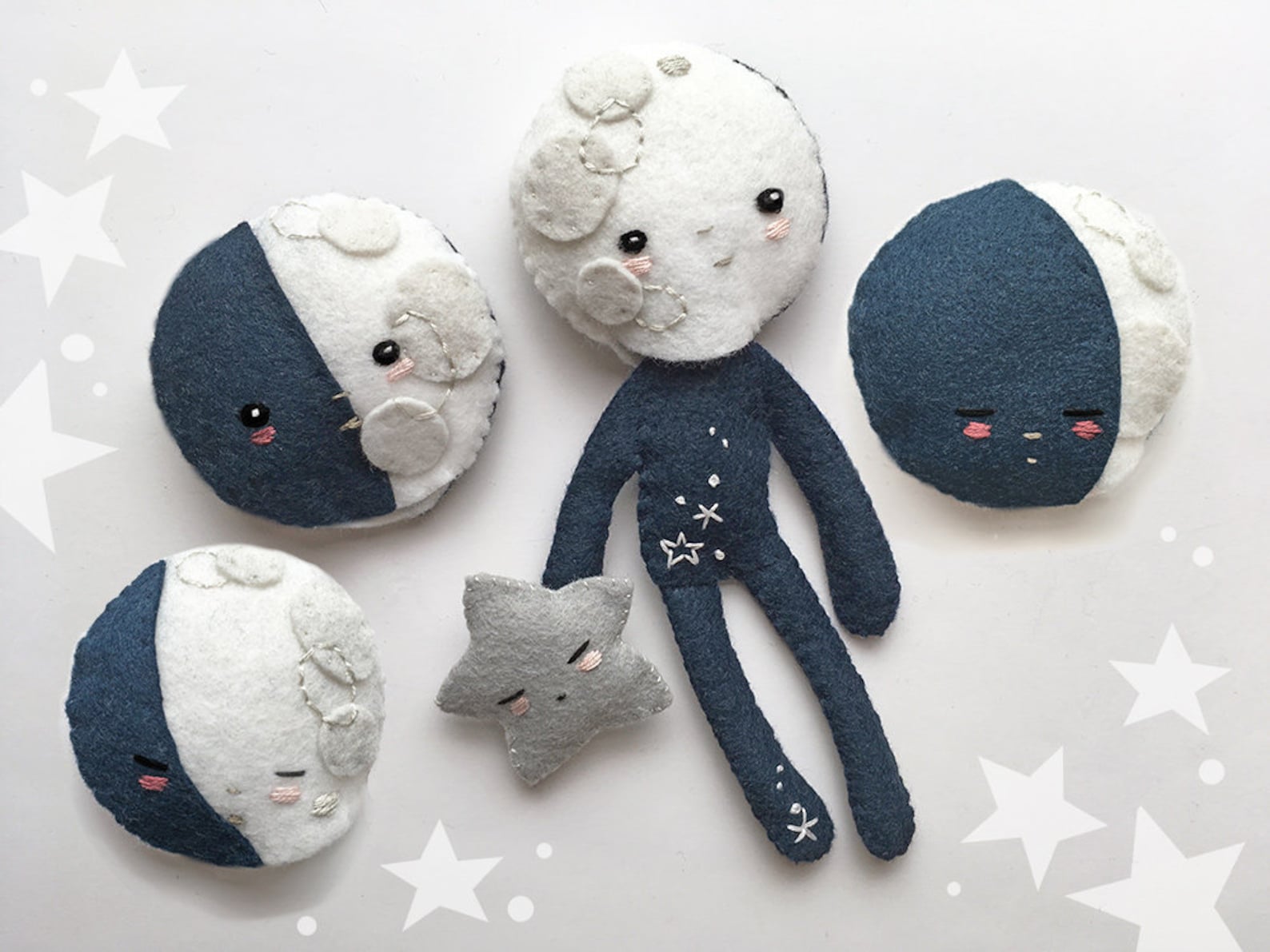 Celestial Plush Sewing Pattern for Felt Doll Moon Child and Starbaby ...