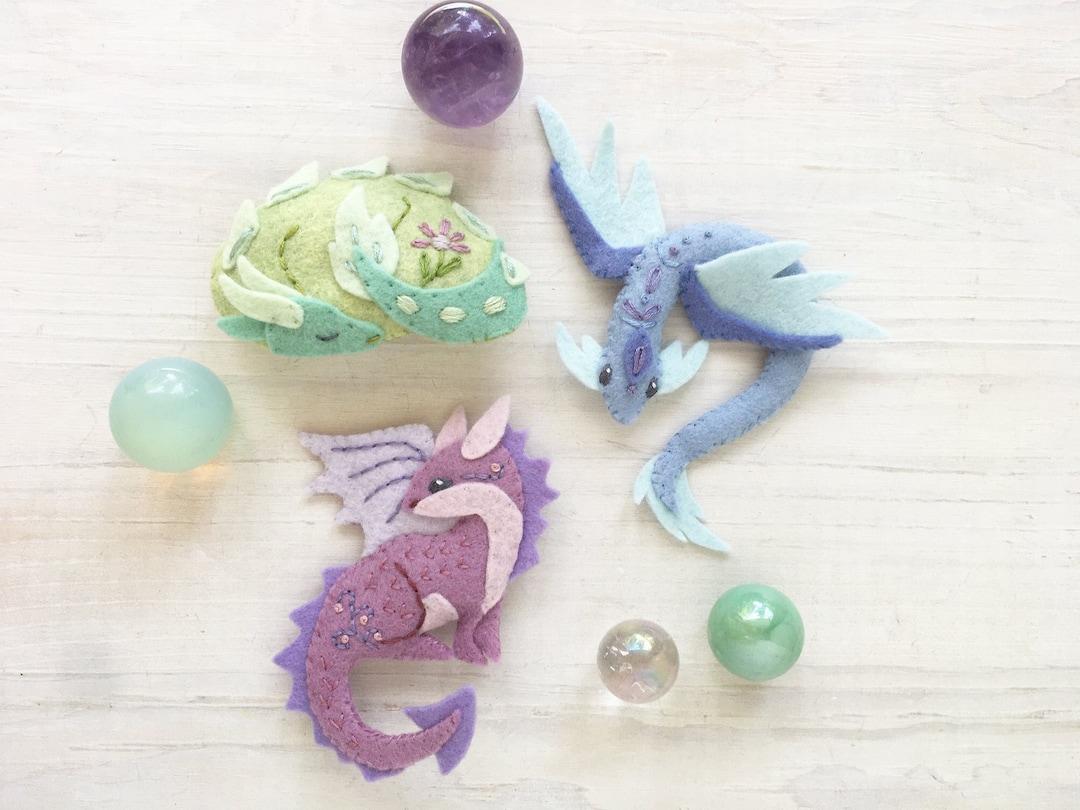Felt Dragons PDF Pattern Download, SVG File, Mini Plush Sewing Pattern ...