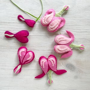 Bleeding Hearts Garland, Felt Flowers Sewing Pattern PDF Download, Felt ...