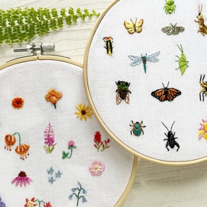 Tiny Bugs Collection Hand Embroidery Pattern PDF Download, Mini Insects ...