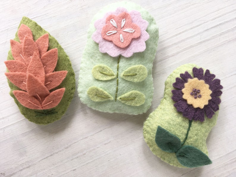 Felt Flower Appliqué Sewing Pattern PDF Download Felt Plants - Etsy