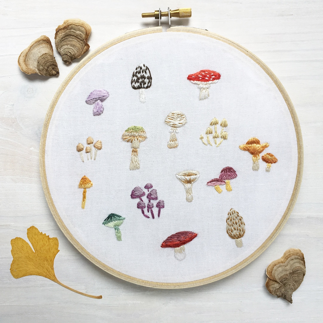 Tiny Mushrooms Hand Embroidery Pattern PDF Download, Embroidery Hoop ...