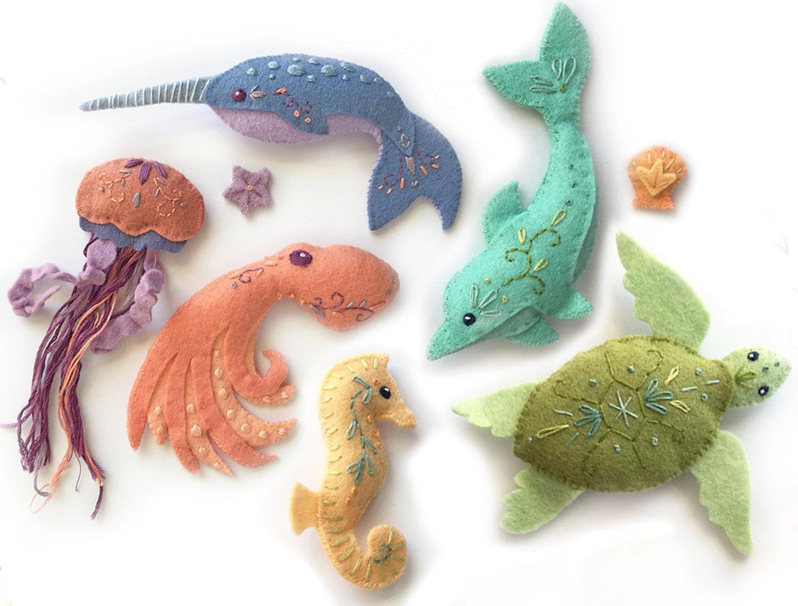 Plush Sewing Pattern for 12 Different Sea Creatures Felt - Etsy
